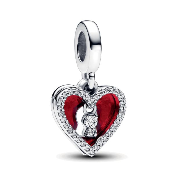 Pandora Red Heart & Keyhole Double Dangle Charm | REEDS Jewelers