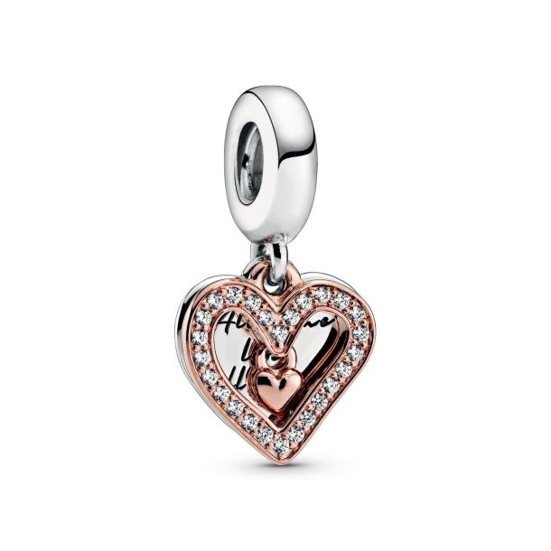 Pandora Sparkling Freehand Heart Dangle Charm, Rose Gold-Plated | REEDS ...