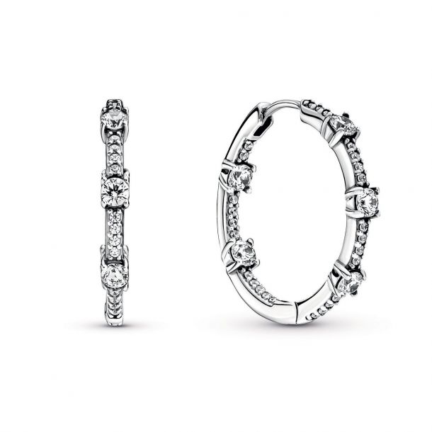 Pandora Sparkling Pavé Bars Inside Out Hoop Earrings | REEDS Jewelers