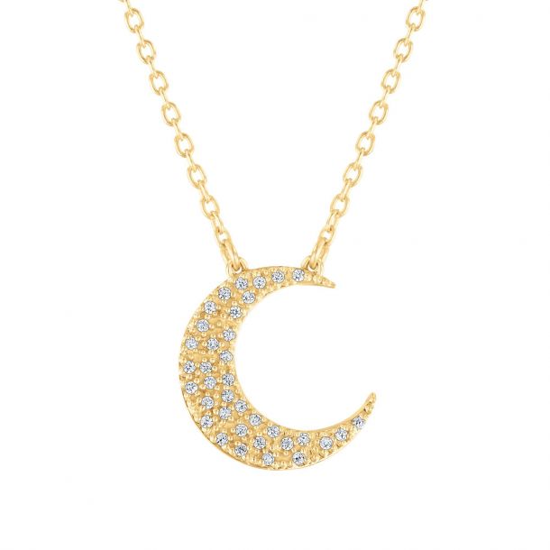 Radiant Universe Celestial Diamond Moon Pendant Necklace 1/10ctw ...