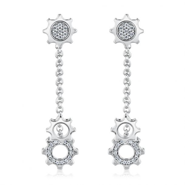 REEDS Exclusive Turn Together Diamond Front-Back Drop Earrings 1/5ctw ...