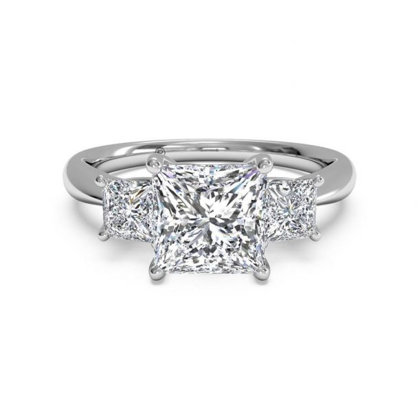 Ritani Three-Stone Diamond Princess Side Diamond Semi-Mount 3/8ctw ...