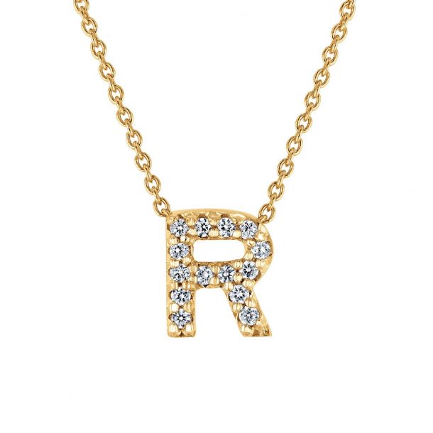 Roberto Coin Tiny Treasures Diamond Love Letter R Necklace 1/15ctw ...