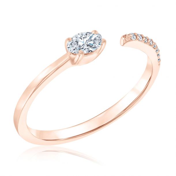 Rose Gold and Oval Diamond Deconstructed Ring 1/4ctw | REEDS Jewelers