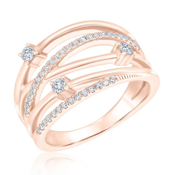 Rose Gold Diamond Layered Orbit Ring 1/3ctw | REEDS Jewelers