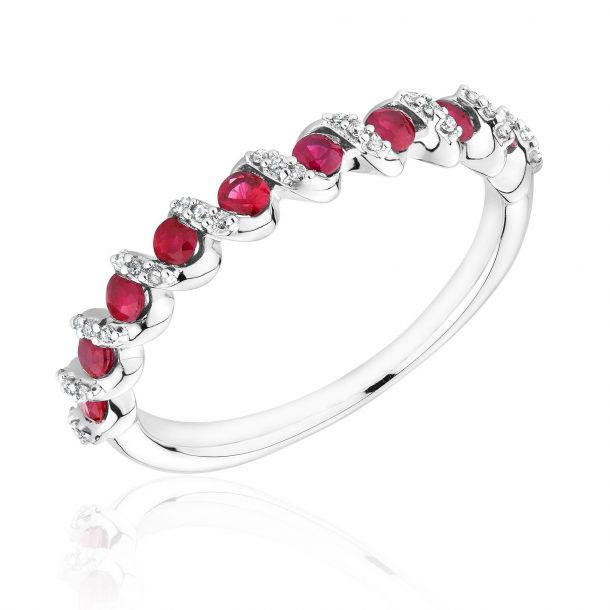 Ruby and Diamond Twist Fashion Band 1/15ctw | REEDS Jewelers
