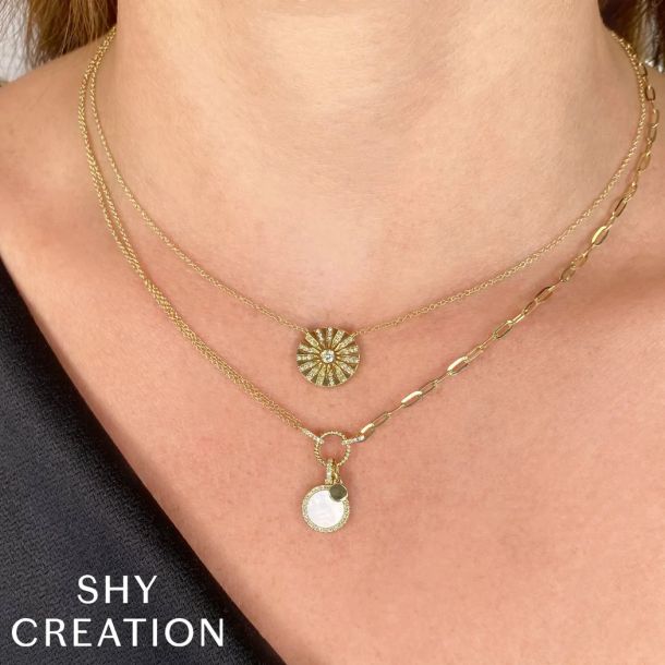 Shy Creation 1/5ctw Diamond Circle Yellow Gold Necklace | REEDS Jewelers