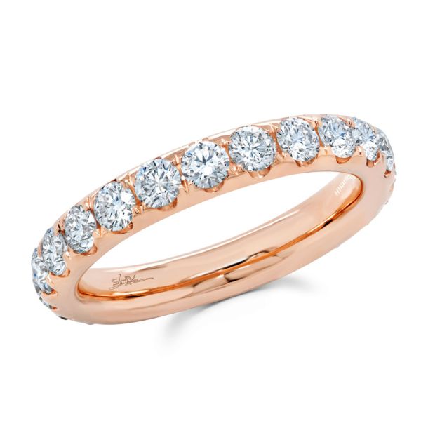 Shy Creation Round Diamond Rose Gold 3.5mm Eternity Band | REEDS Jewelers