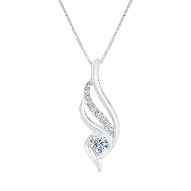Sirena Diamond Swirl White Gold Pendant Necklace 1 4ctw REEDS Jewelers