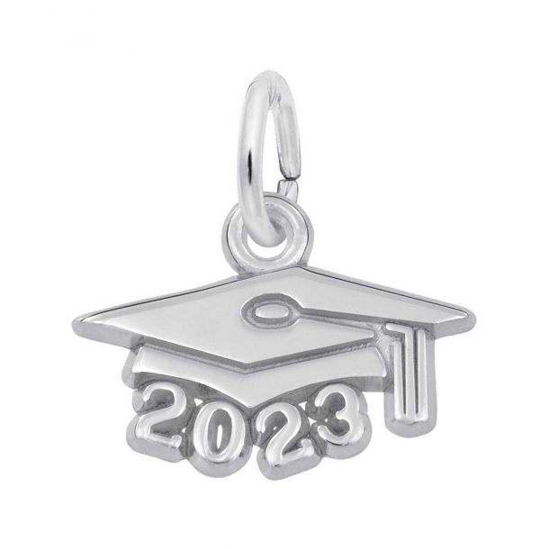 Sterling Silver Graduation Cap 2023 Flat Charm | REEDS Jewelers