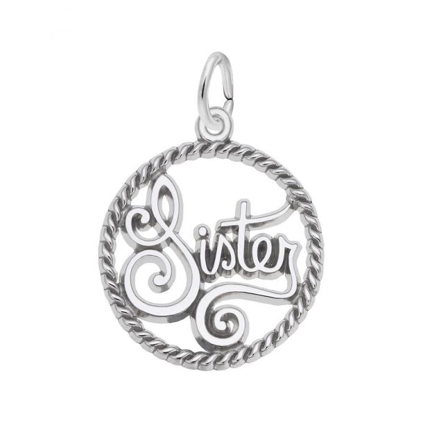 Sterling Silver Sister Rope Circle Flat Charm REEDS Jewelers