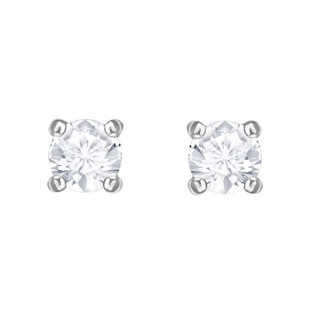 Swarovski Crystal Attract Clear Round Stud Earrings Rhodium Plated