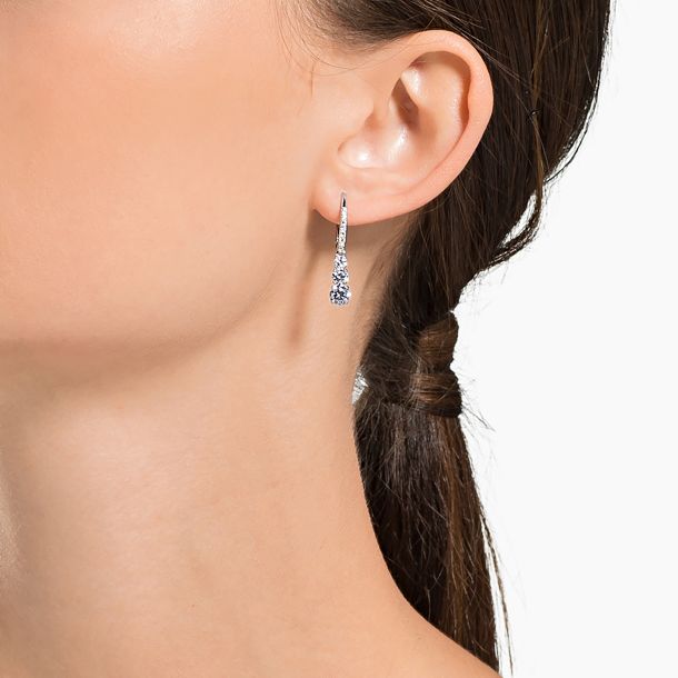 Swarovski Crystal Attract Trilogy White Rhodium Plated Drop Earrings