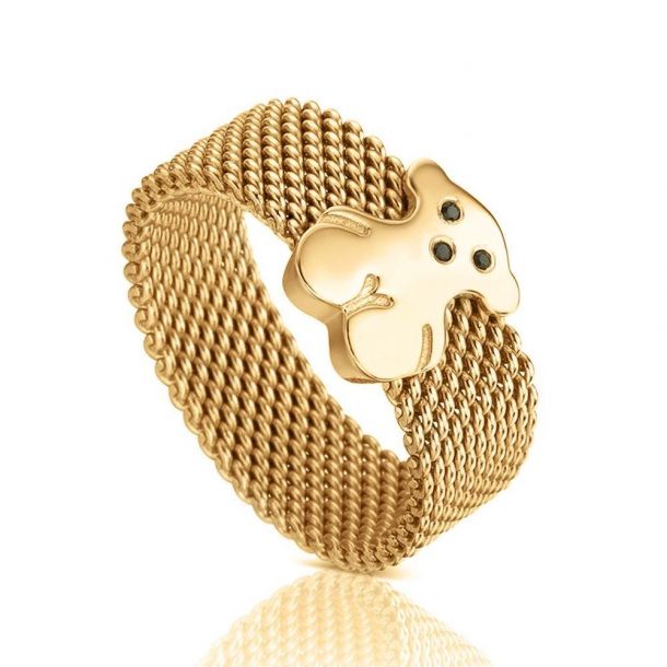 TOUS Bear Yellow Gold Mesh Ring - Size 6 | REEDS Jewelers