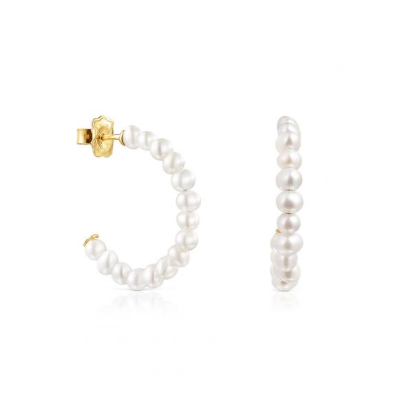 TOUS Gloss Pearl Hoop Earrings 20mm