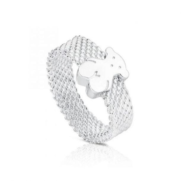 TOUS Small Bear Sterling Silver Mesh Ring - Size 6 | REEDS Jewelers
