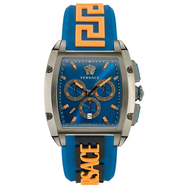 Versace Dominus Chronograph Blue Dial Silicone Strap Watch | VE6H00323 ...