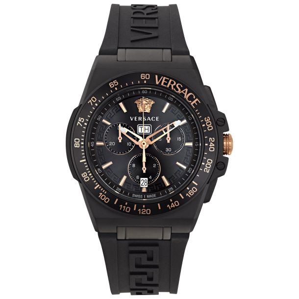 Versace Greca Extreme Chronon Black Dial Silicone Strap Watch | 45mm ...