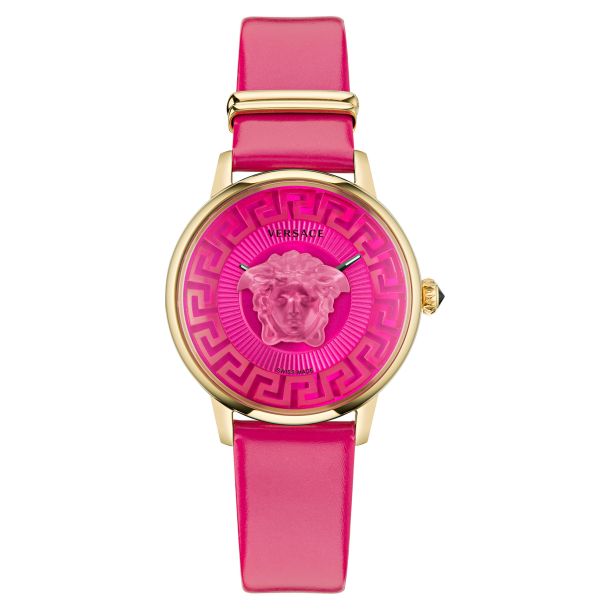 Versace Medusa Alchemy Pink Dial and Pink Leather Strap Watch | 38mm ...