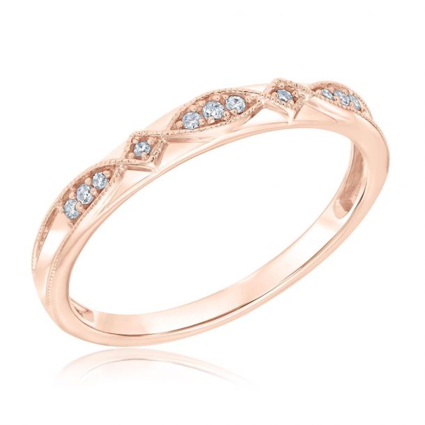 Vintage Inspired Diamond Rose Gold Stackable Ring 1/15ctw | REEDS Jewelers