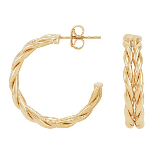 Yellow Gold Braided Hoop Earrings | 25mm | REEDS Jewelers