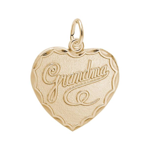 Yellow Gold Grandma Heart Flat Charm | REEDS Jewelers