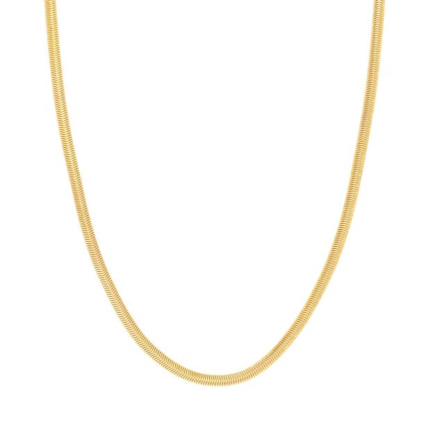 Yellow Gold Hollow Diamond Cut Snake Chain Necklace - 4.2mm - 16 Inches ...