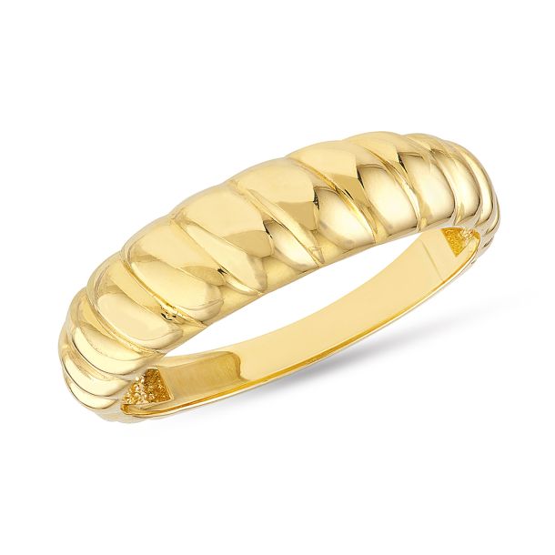 Yellow Gold Ribbed Dome Ring | REEDS Jewelers