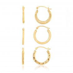 3 Piece Yellow Gold Hoop Earring Set | REEDS Jewelers