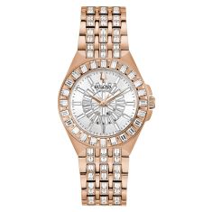 Ladies' Bulova Baguette Crystal Phantom Rose Gold-Tone Watch 98L268 ...