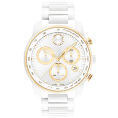Movado BOLD Verso Chronograph White Ceramic Bracelet Watch 44mm ...