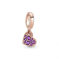 Pandora Royal Purple Pave Tilted Heart Dangle Charm, Rose Gold-Plated ...