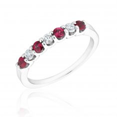 Ruby and Diamond Prong Set Band 1/5ctw | REEDS Jewelers