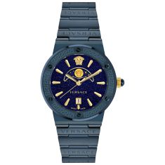 Versace Greca Logo Moon phase Blue Dial Blue Stainless Steel Bracelet ...