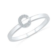 White Gold Diamond Accent Letter C Initial Ring - Size 5 | REEDS Jewelers