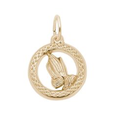 Yellow Gold Praying Hands Flat Back 2D Charm | REEDS Jewelers