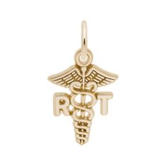 Yellow Gold RT Caduceus Flat Charm | REEDS Jewelers