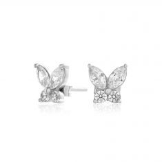 Olivia Burton Sparkle Butterfly Marquise Silver-Tone Stud Earrings ...