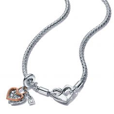 Pandora Moments Studded Chain Necklace and Heart Dangle Set | 17.7 ...