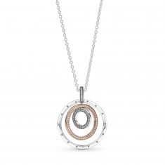 Pandora Two-Tone Circles Pendant & Necklace, Rose Gold-Plated | REEDS ...