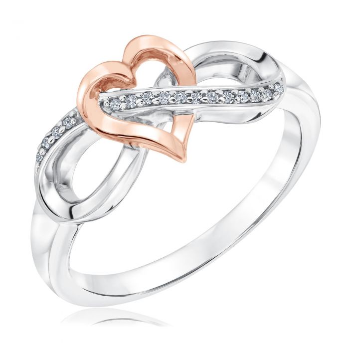 Two-Tone Interlocking Heart Infinity Ring 1/15ctw | REEDS Jewelers
