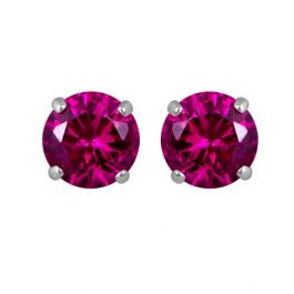 Created Ruby Round Solitaire Stud Earrings | REEDS Jewelers