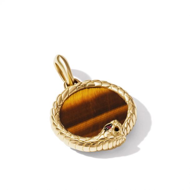 David Yurman Cairo Ouroboros Amulet in 18K Yellow Gold with Tiger's Eye ...