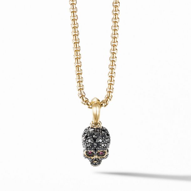 David Yurman Memento Mori Skull Amulet with Full Pave Black Diamonds ...