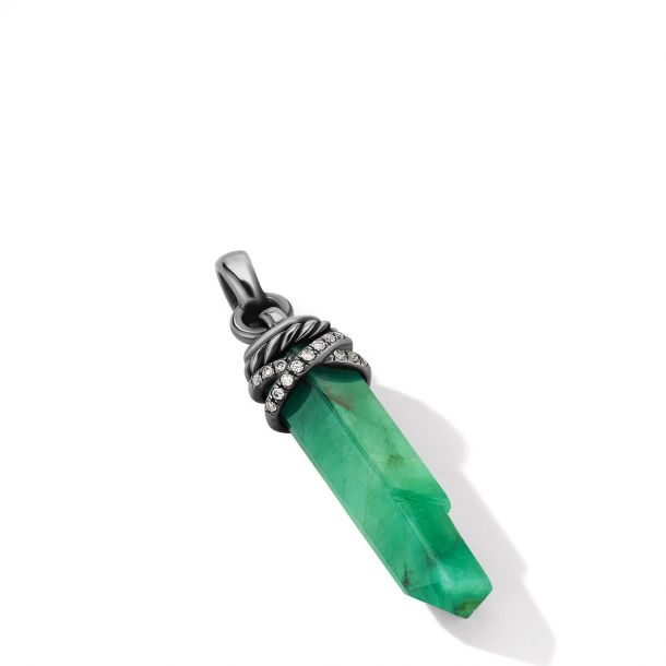 David Yurman Wrapped Emerald Crystal Amulet with Blackened Silver and ...