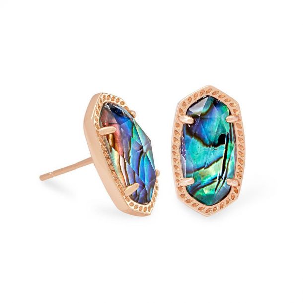 Kendra Scott Ellie Stud Earrings in Abalone Shell, Rose Gold-Plated ...