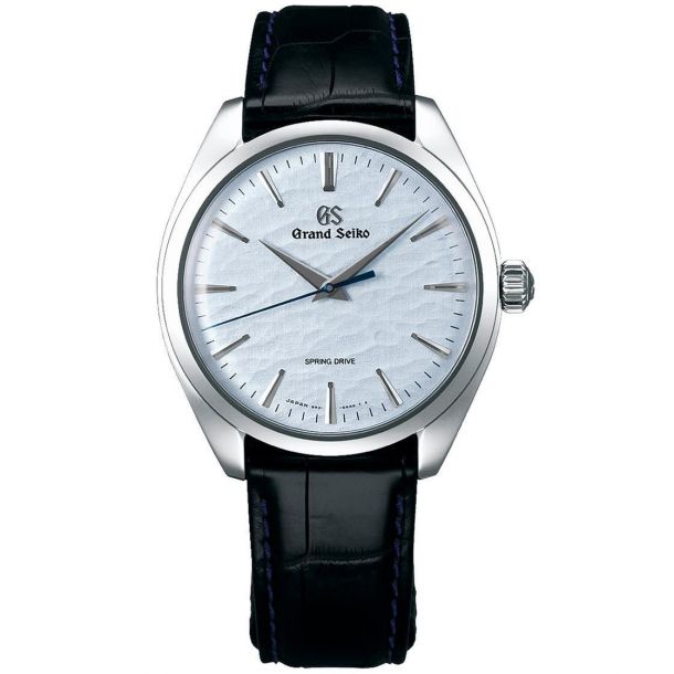 Men's Grand Seiko Elegance Watch, Light Blue Dial Leather Strap Watch ...