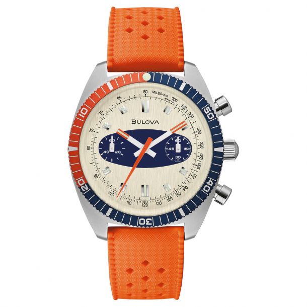 Men's Bulova Archive Series Chronograph A Surfboard Orange Silicone ...