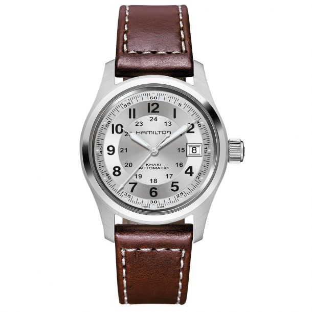Men's Hamilton Khaki Field Auto Brown Leather Strap Watch H70455553 ...