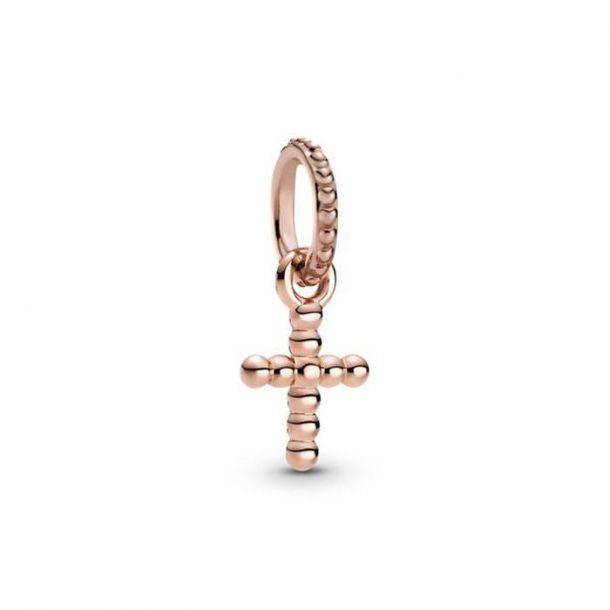 Pandora Beaded Cross Dangle Charm, Rose Gold-Plated | REEDS Jewelers